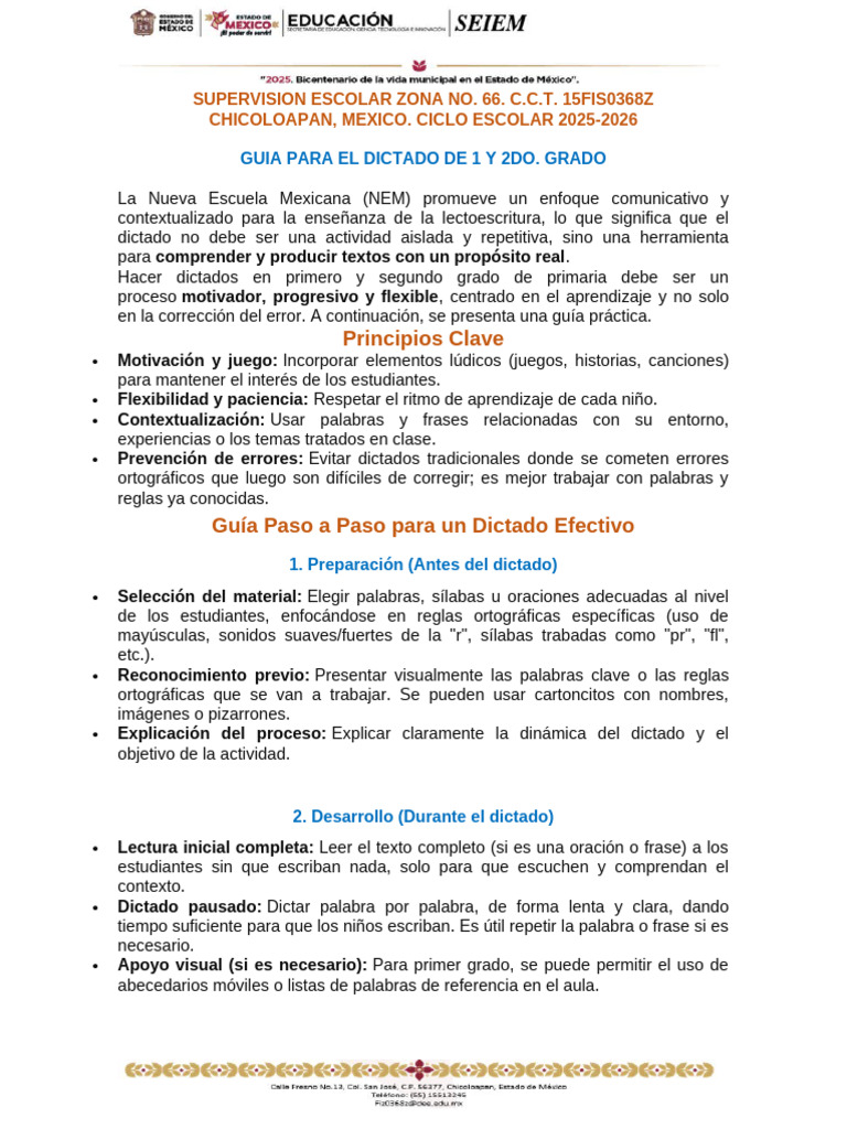 Guia Para El Dictado 1 y 2_z66!25!26 | PDF | Aprendizaje | Ciencia ...