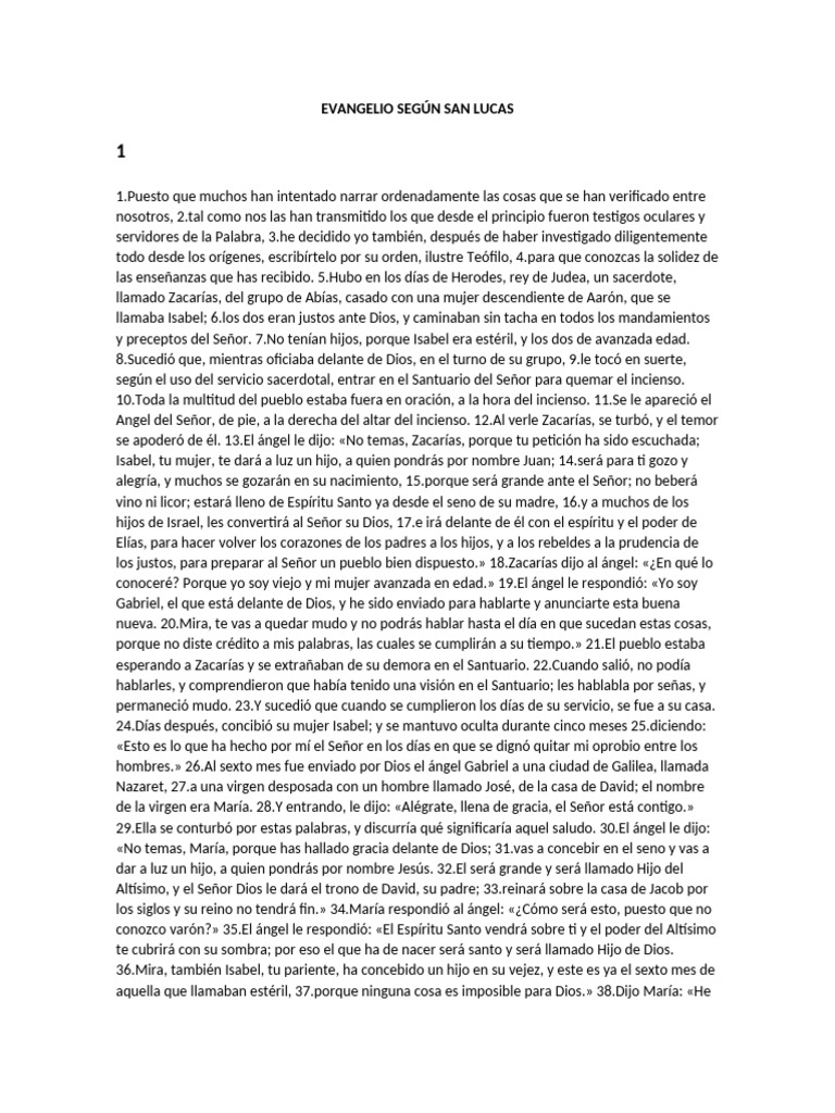 Evangelio Según San Lucas | PDF | María, madre de Jesús | Jesús