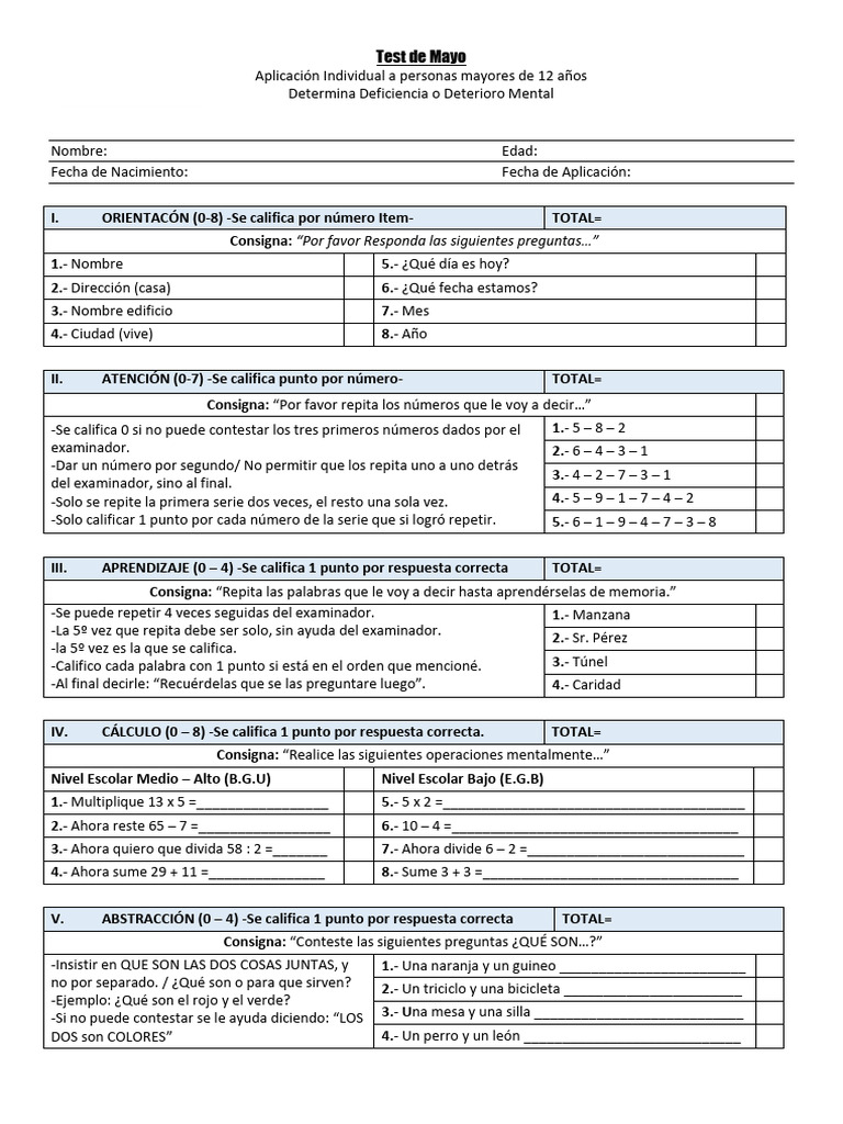 Test de Mayo | PDF