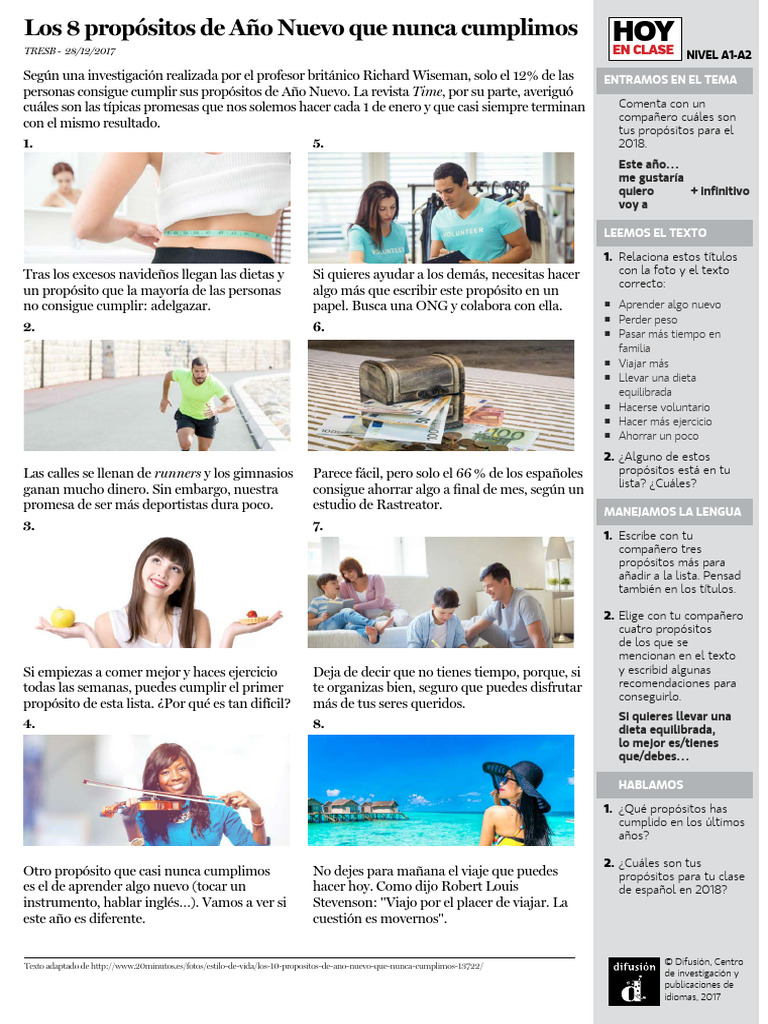 Clase Los Propósitos de Fin de Ano | PDF