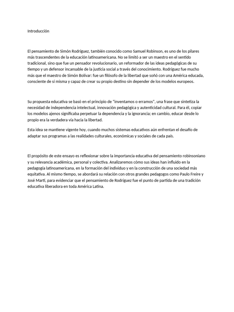 Simón Rodríguez | PDF | Pensamiento | Enseñando