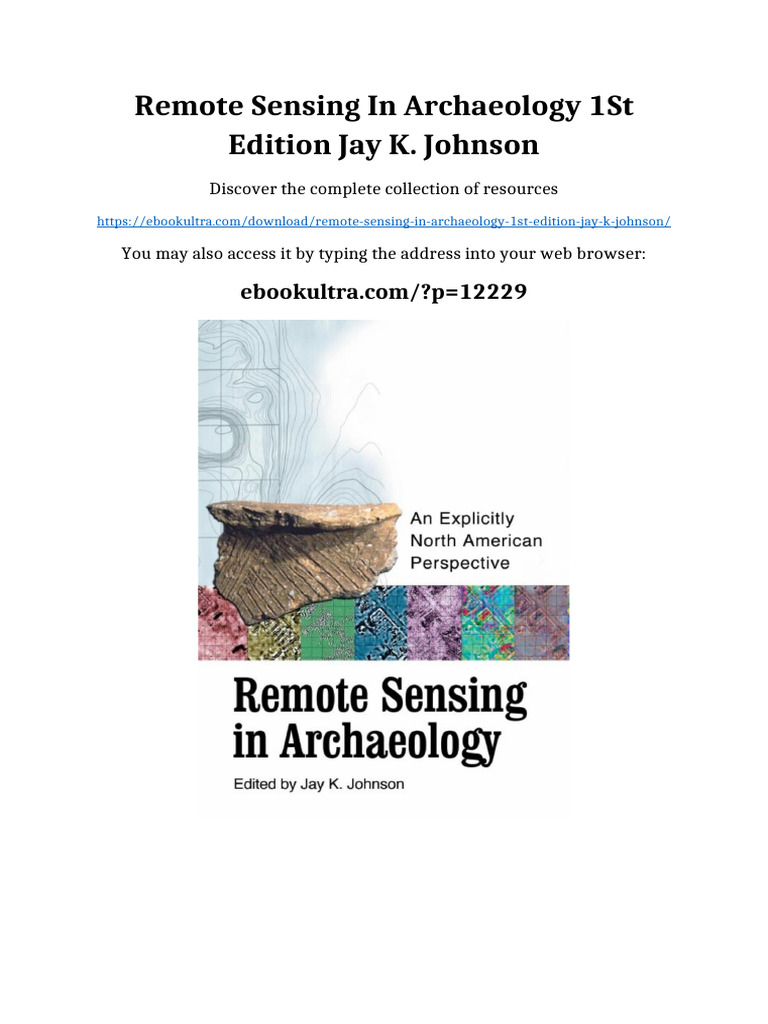 Remote Sensing in Archaeology 1st Edition Jay K. Johnson Kindle & PDF ...