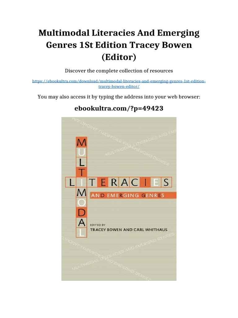 Multimodal Literacies and Emerging Genres 1st Edition Tracey Bowen ...