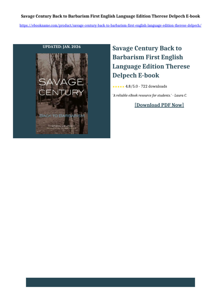 Savage Century Back to Barbarism First English Language Edition Therese ...