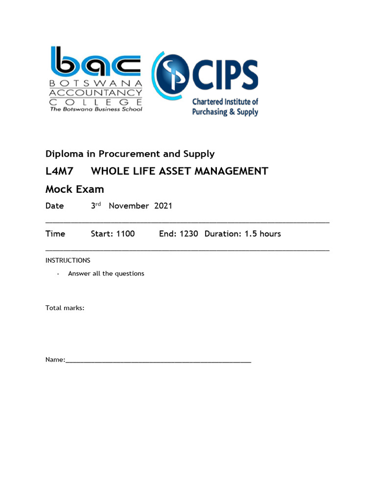 L4M7 - Mock Exam November 2021 - Final | PDF | Inventory | Warehouse