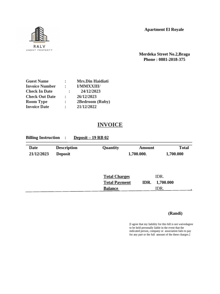 Invoice EL Royale Salinan | PDF