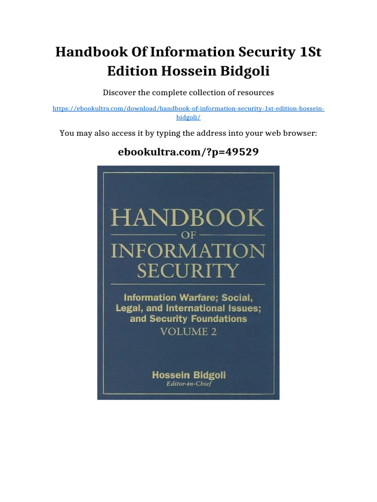 Handbook of information security 1st Edition Hossein Bidgoli Full ...