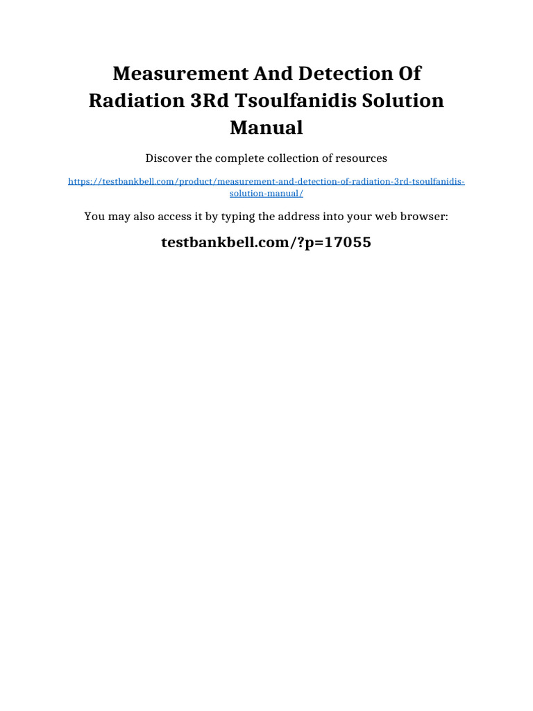Measurement and Detection of Radiation 3rd Tsoulfanidis Solution Manual ...