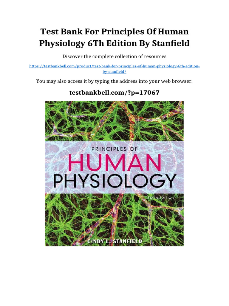 Test Bank for Principles of Human Physiology 6th Edition by Stanfield ...