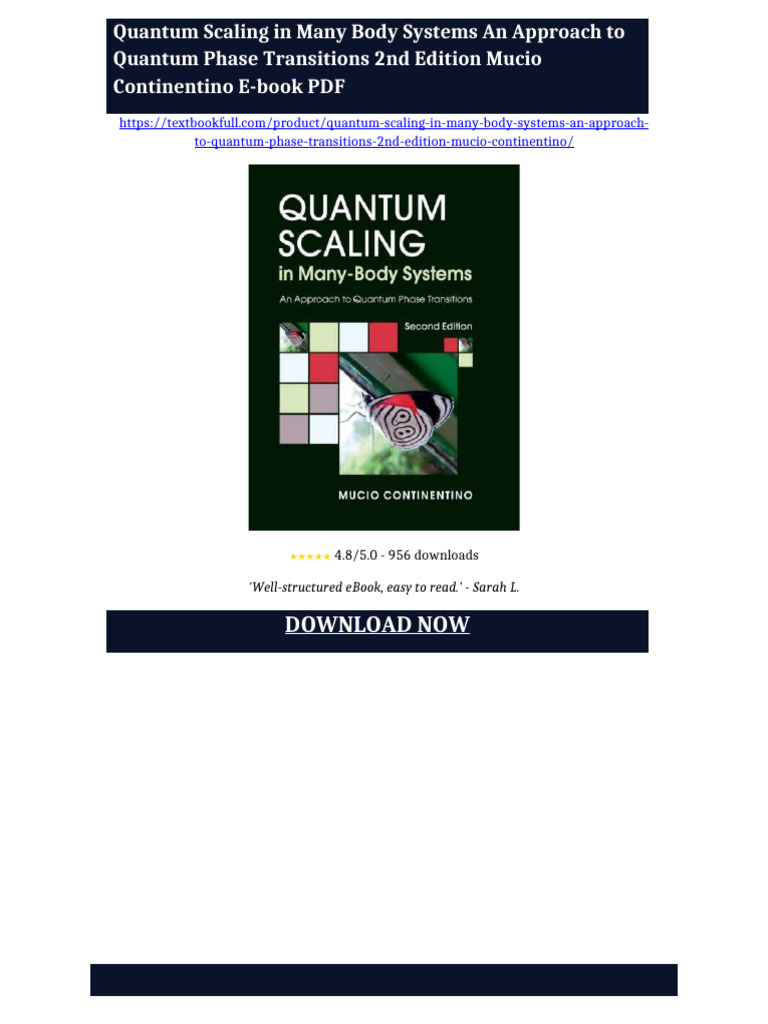 Quantum Scaling in Many Body Systems An Approach to Quantum Phase ...