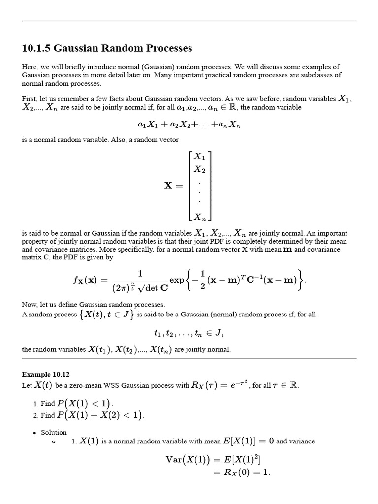 Gaussian Random Processes | PDF | Covariance Matrix | Probability Theory