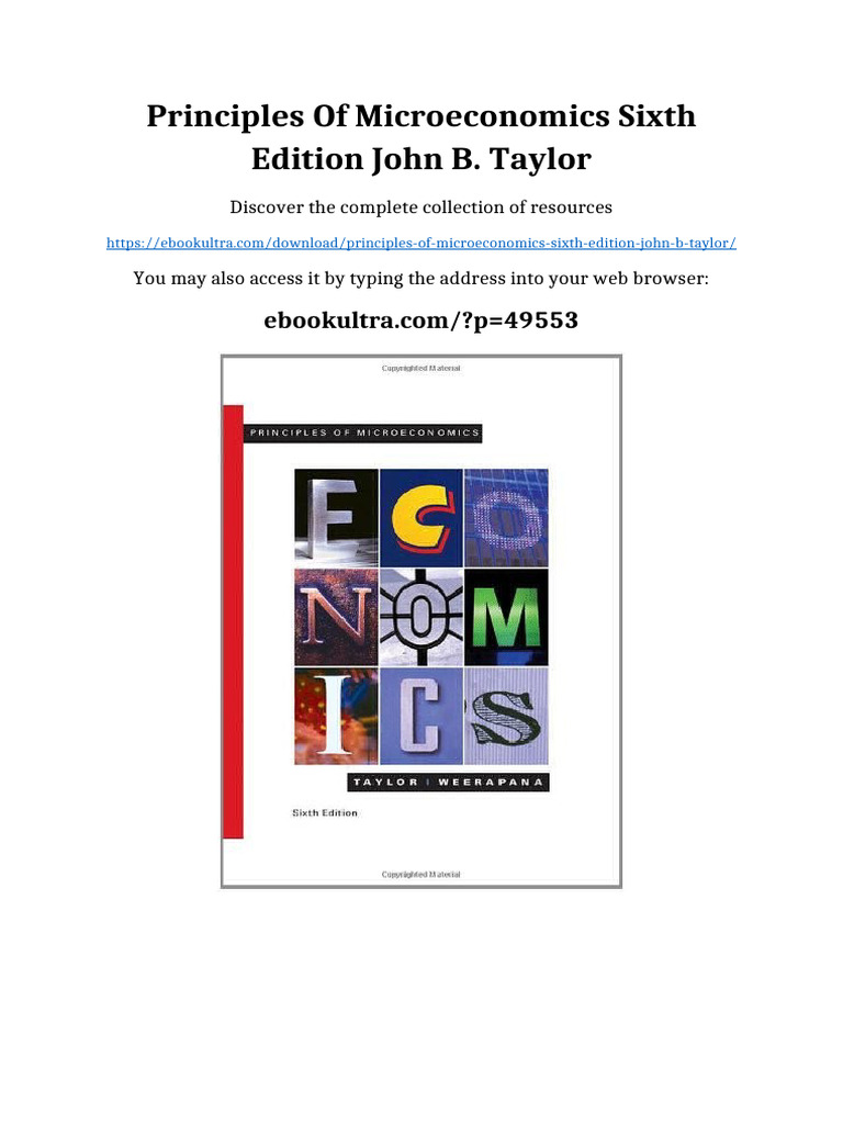Principles of Microeconomics Sixth Edition John B. Taylor No Waiting ...