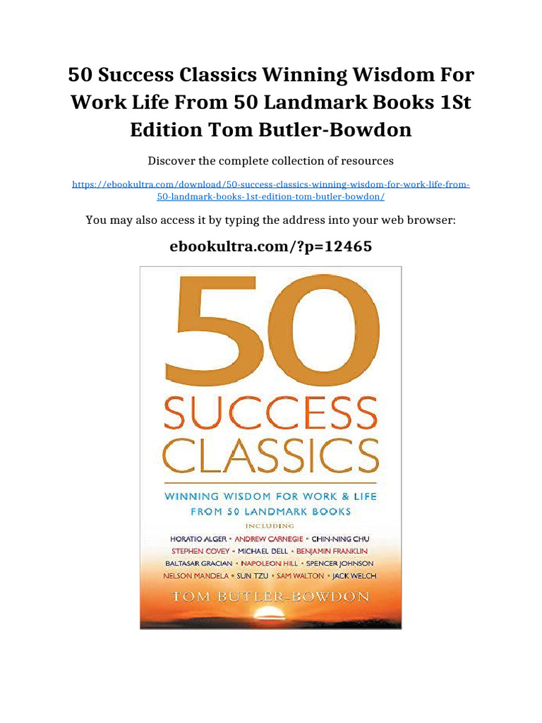 50 Success Classics Winning Wisdom For Work Life From 50 Landmark Books ...