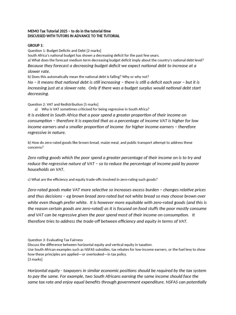 Memo Tax tutorial to do in tut alone 2025 (2) | PDF | Taxes | Equity ...