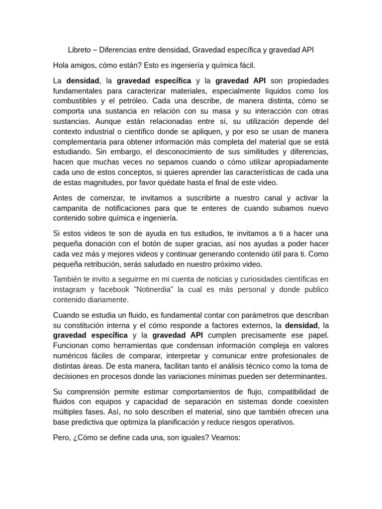 Densidad, Gravedad Específica y Gravedad API (1) | PDF | Petróleo ...