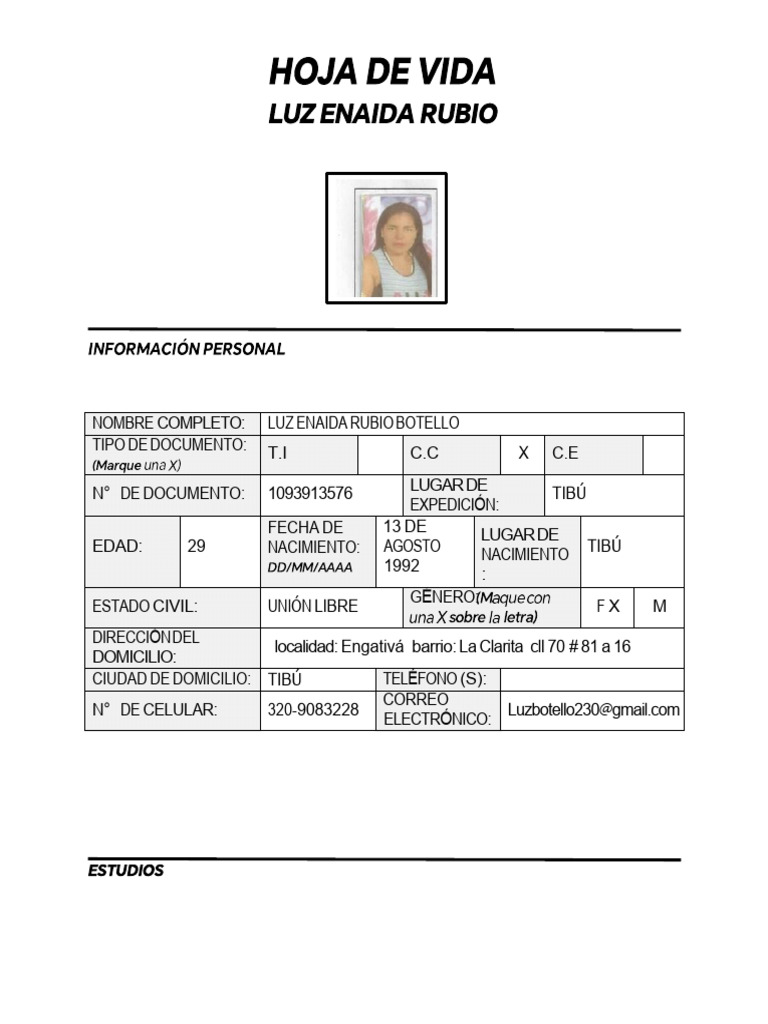 1.Hoja Vida Luz Rubio Nueva-1(1) | PDF