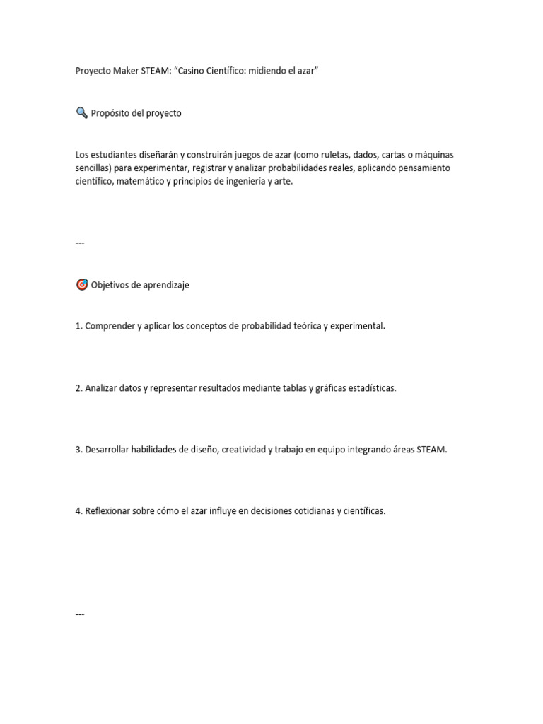 Proyecto Maker STEAM | PDF | Probabilidad | Diseño