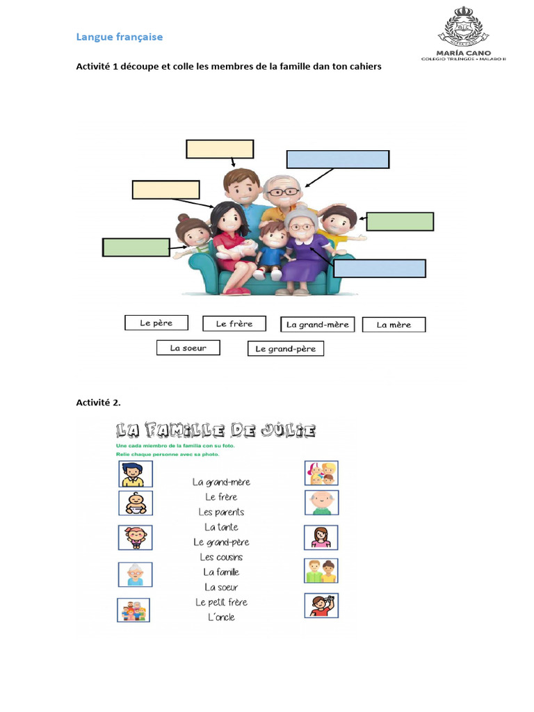 Activité 1 Découpe Et Colle Les Membres de La Famille Dan Ton Cahiers | PDF