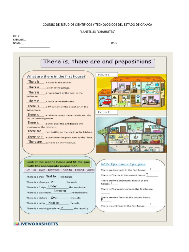 There Is-Are & Prepositions Activity | PDF