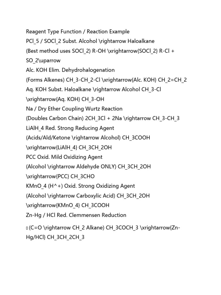 Reagent Type Function - Reacti | PDF