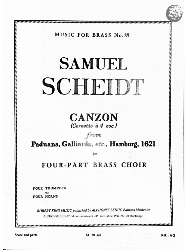 Scheidt-Canzon For Four Trumpets | PDF