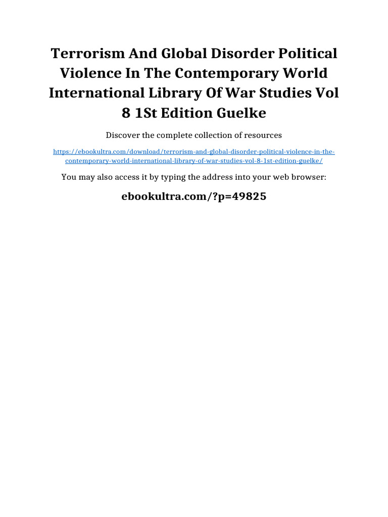 Terrorism and Global Disorder Political Violence in the Contemporary ...