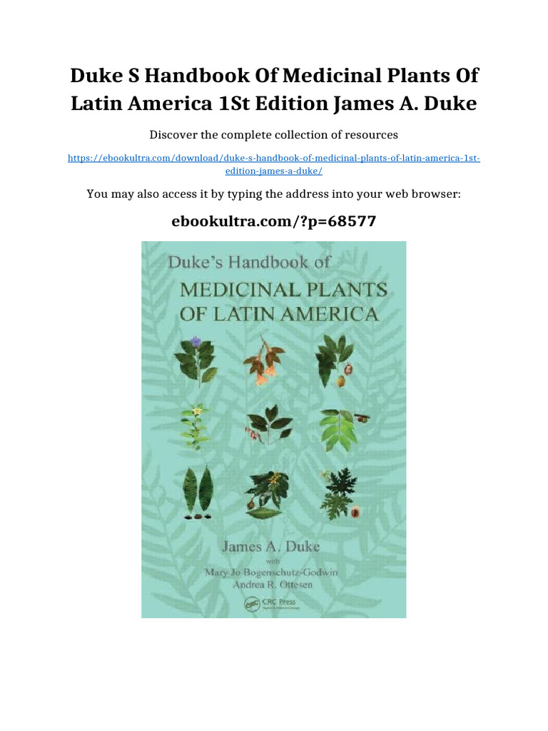 Duke S Handbook of Medicinal Plants of Latin America 1st Edition James ...