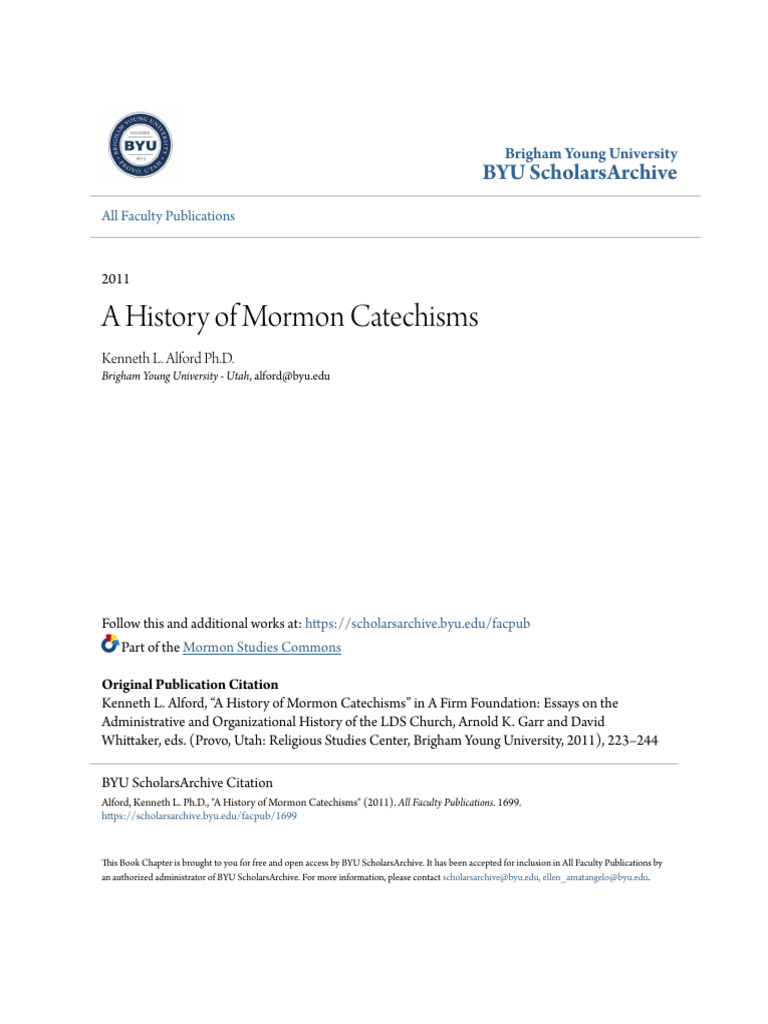 A History of Mormon Catechisms | PDF | Book Of Mormon | The Church Of ...