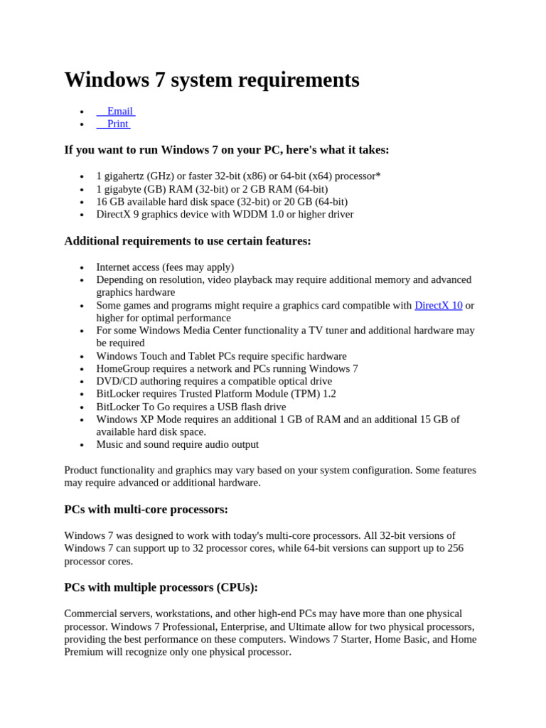 Windows 7 System Requirements | PDF | Windows 7 | Microsoft Windows