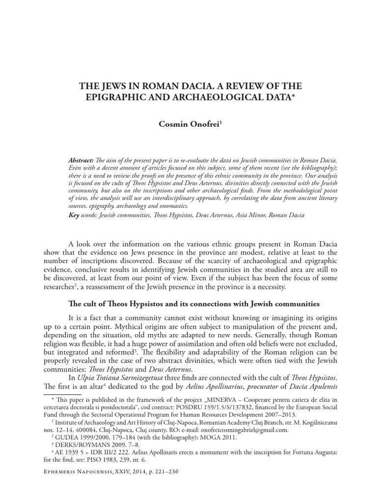 The Jews in Roman Dacia A Review of The | PDF