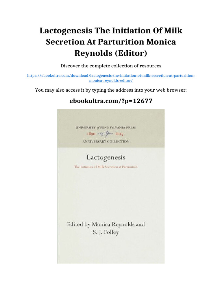 Lactogenesis The Initiation of Milk Secretion at Parturition Monica ...