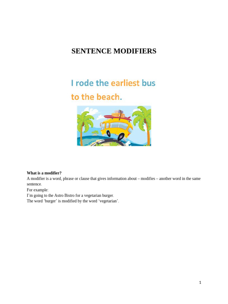 Sentence Modifiers 2025-2026 | PDF | Adjective | Adverb