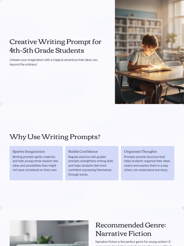 Creative Writing Prompt for 4th 5th Grade Students | PDF | Narrative ...