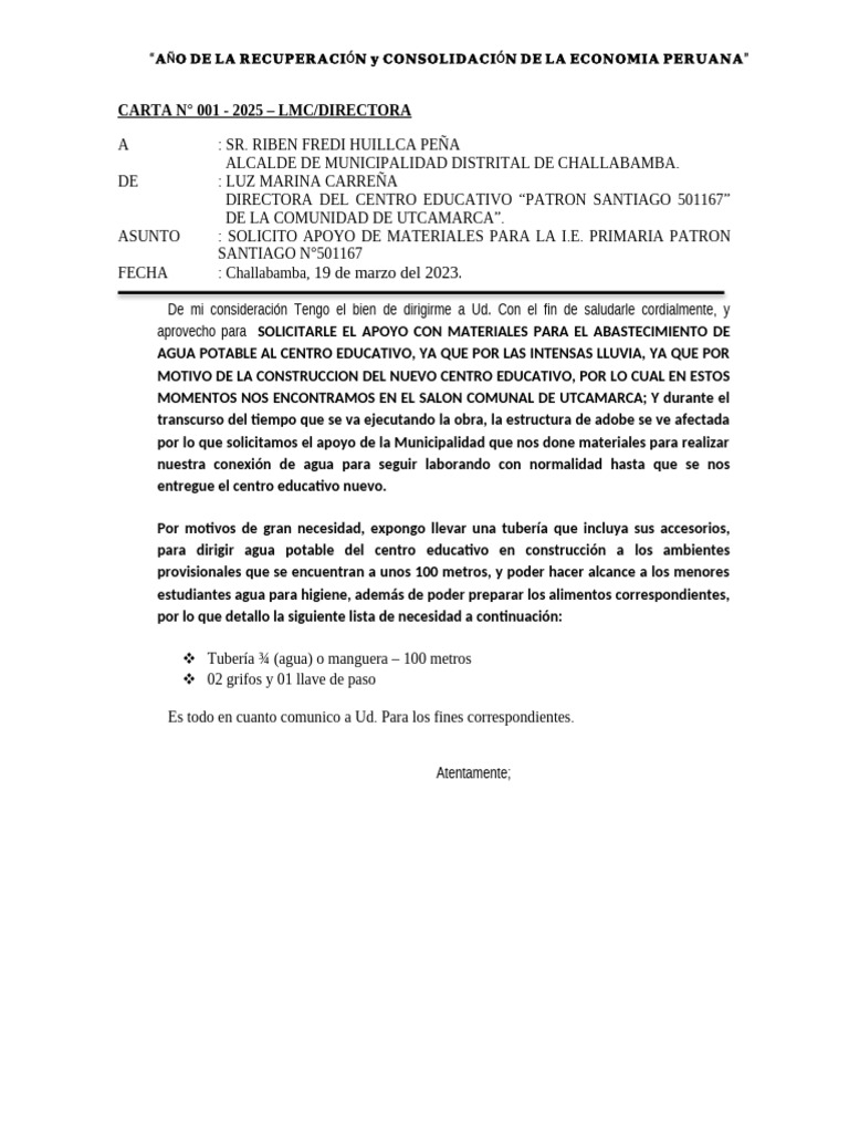 #01 Carta - Directora | PDF