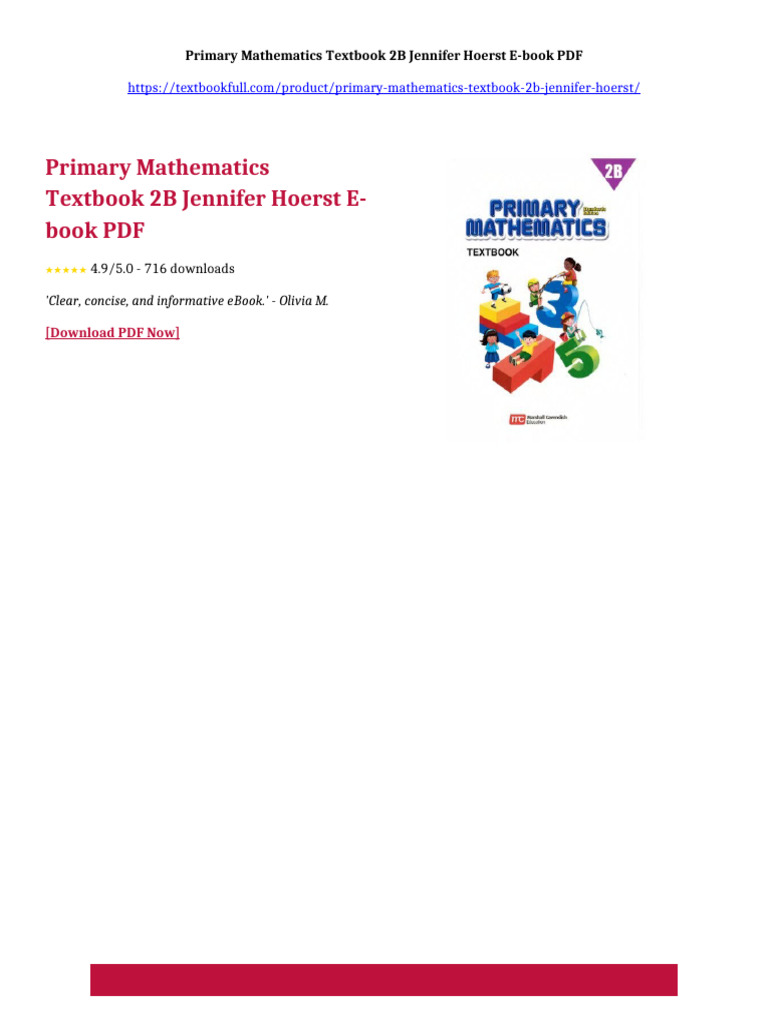 Primary Mathematics Textbook 2B Jennifer Hoerst eBook lifetime access ...