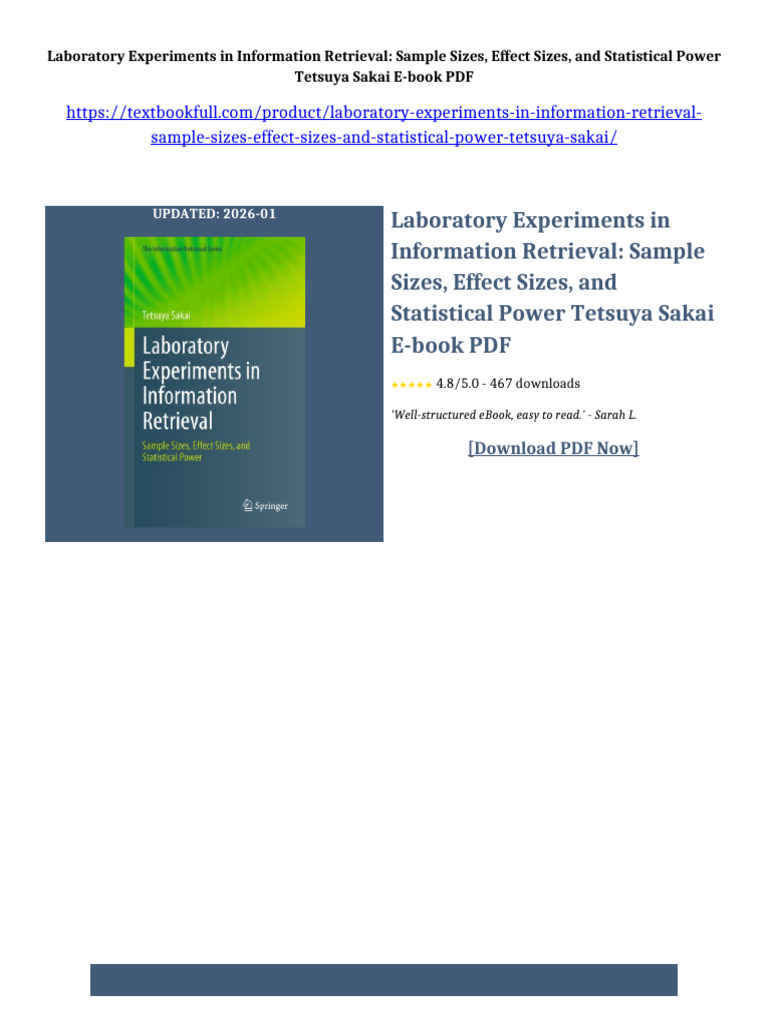 Laboratory Experiments in Information Retrieval: Sample Sizes, Effect ...