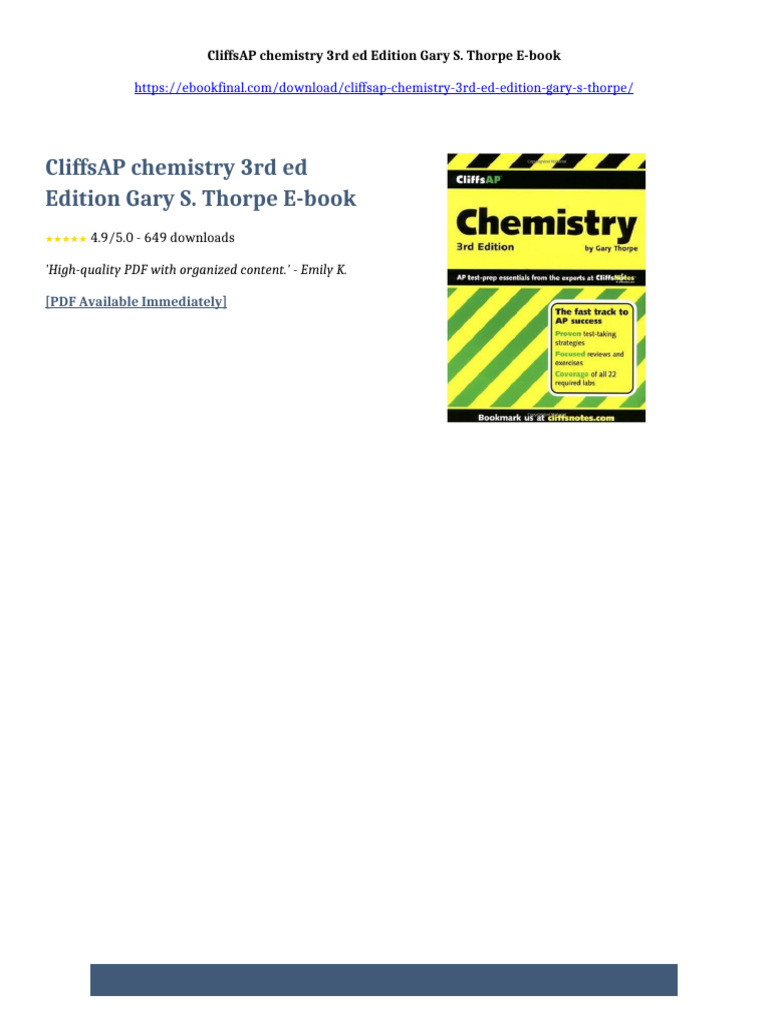 CliffsAP chemistry 3rd ed Edition Gary S. Thorpe ebook no delay access ...