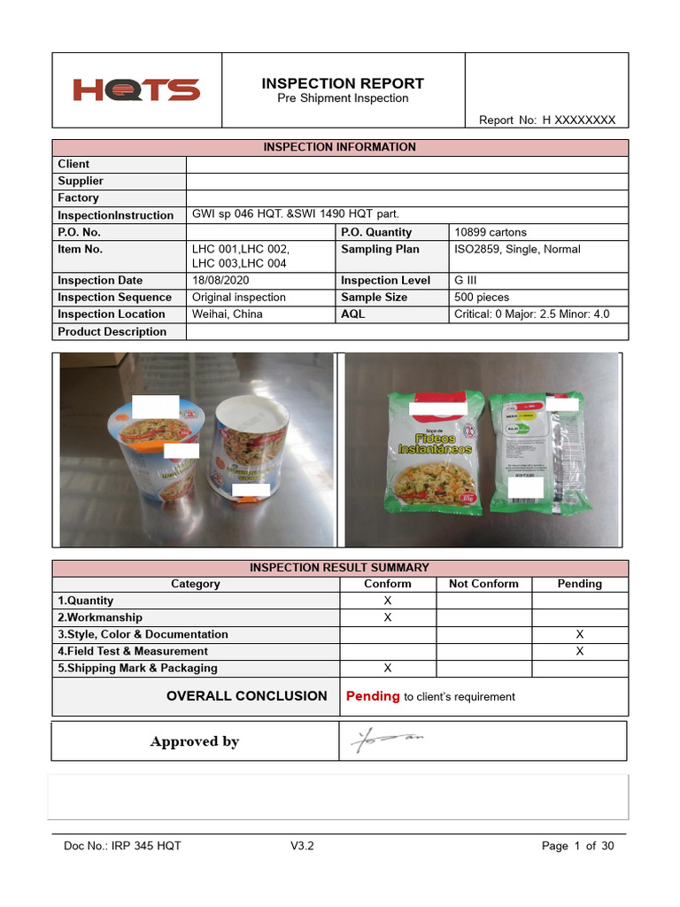 Sample Report for Processed Food (1) | PDF