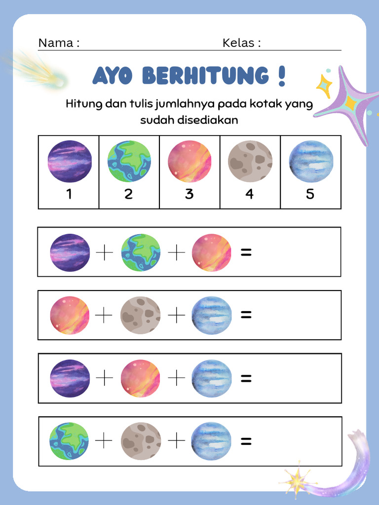 Menghitung Coding Planet Lembar Kerja Matematika Biru Ilustratif | PDF
