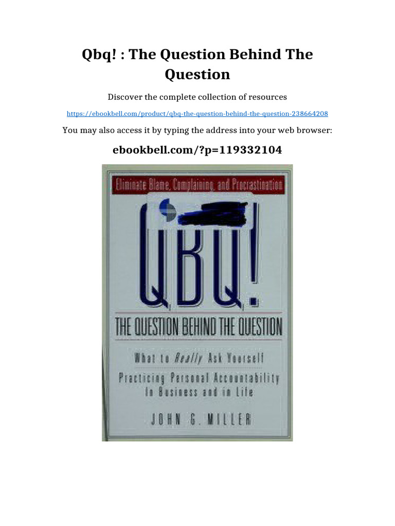 QBQ!: The Question Behind The Question Full Chapters Included | PDF ...