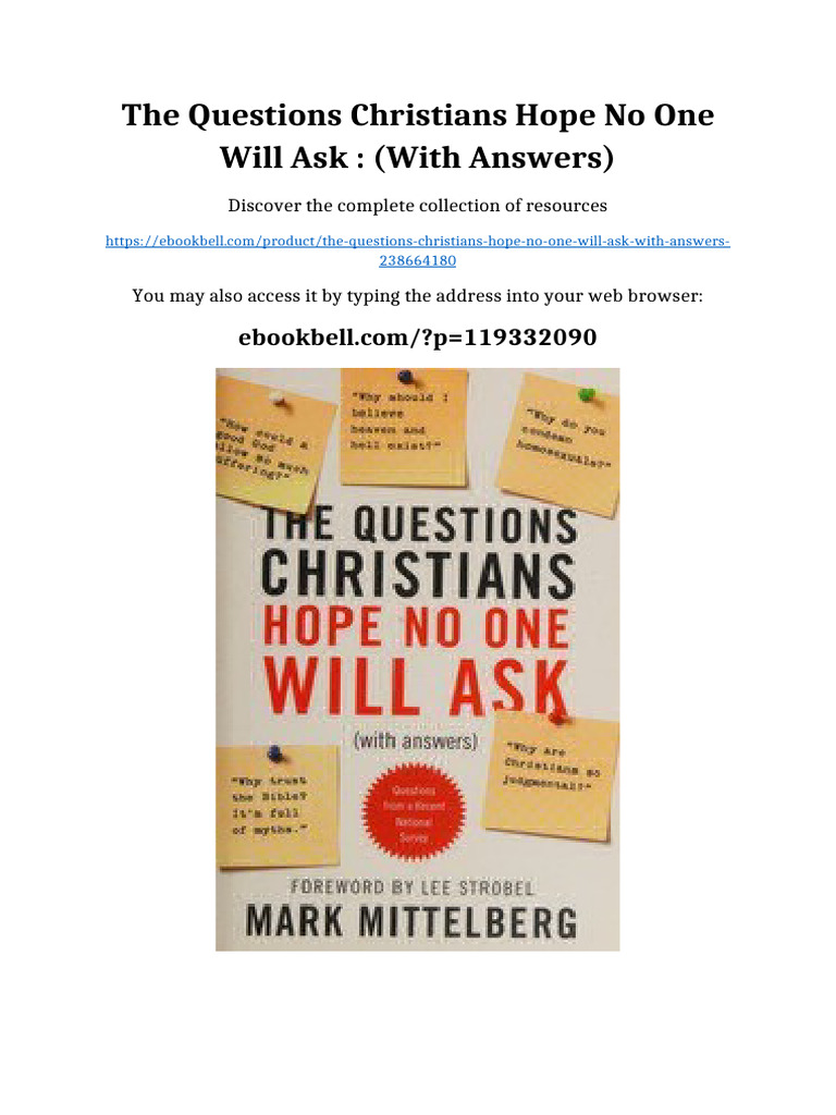 The Questions Christians Hope No One Will Ask: (With Answers) Full ...