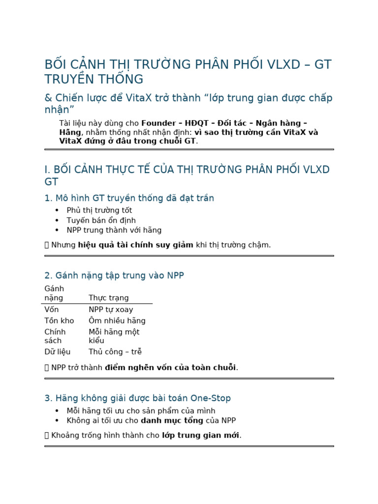 Bối Cảnh Thị Trường Phân Phối Vlxd Gt & Vai Trò Trung Gian Của Vitax | PDF