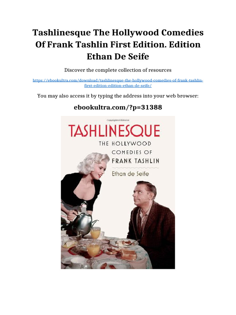 Tashlinesque The Hollywood Comedies of Frank Tashlin First Edition ...