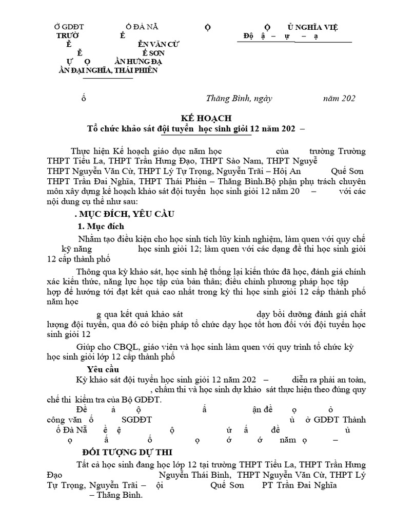 KH Khao Sat HSG 12 Nam 25-26 | PDF