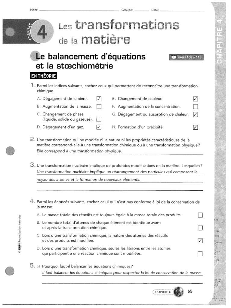 Corrige CH 4 Cahier Exercice | PDF