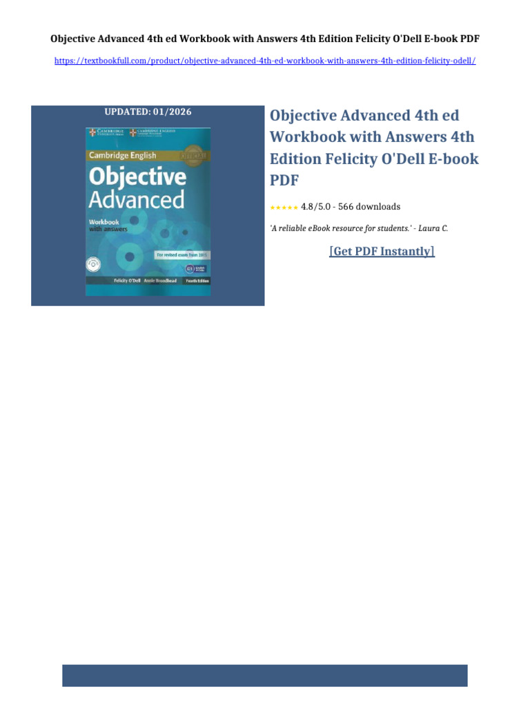 Objective Advanced 4th ed Workbook with Answers 4th Edition Felicity O ...