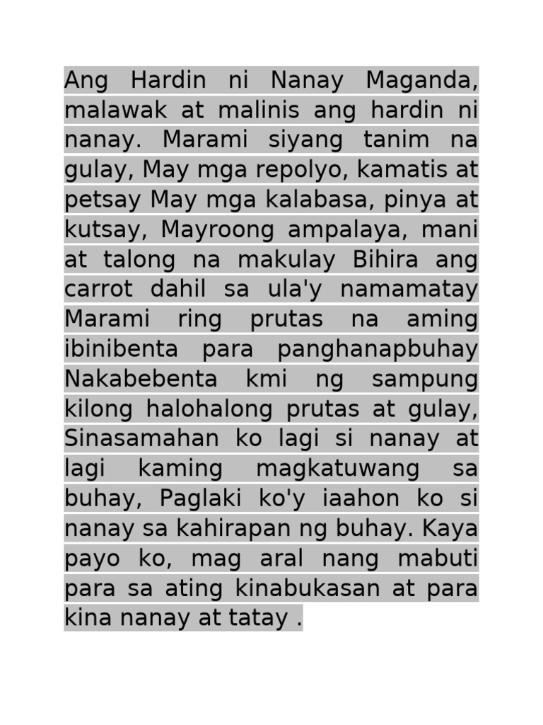 Ang Hardin Ni Nanay Maganda | PDF