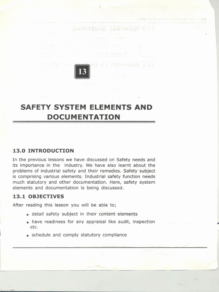 Lesson 13 Safety System Elements and Documentation | PDF | Occupational ...