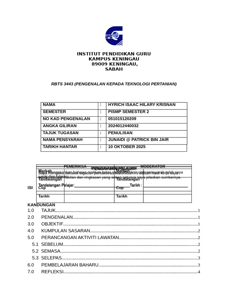 Laporan Lawatan Rbts 3443 | PDF