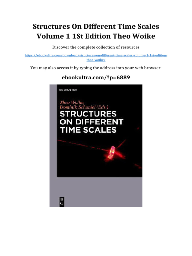 Structures On Different Time Scales Volume 1 1st Edition Theo Woike ...